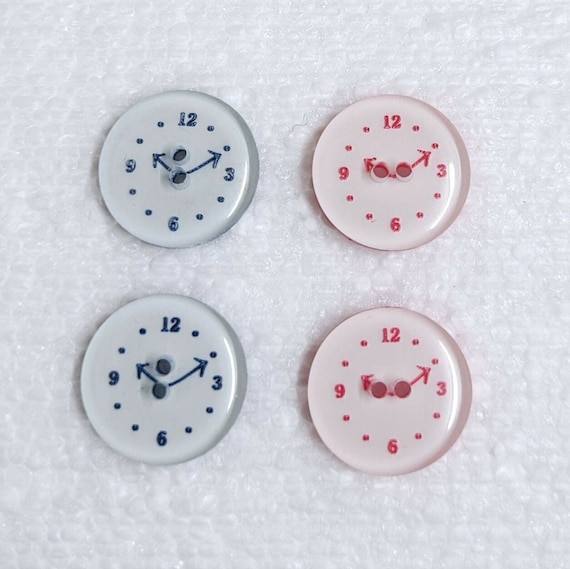 2 Clock Face Buttons 16mm 2 Hole Novelty Laminated Red or Blue - Etsy