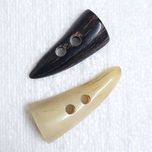 Half Horn Tip Toggle Button 2 Hole Light or Dark Duffle Coat Cloak ...