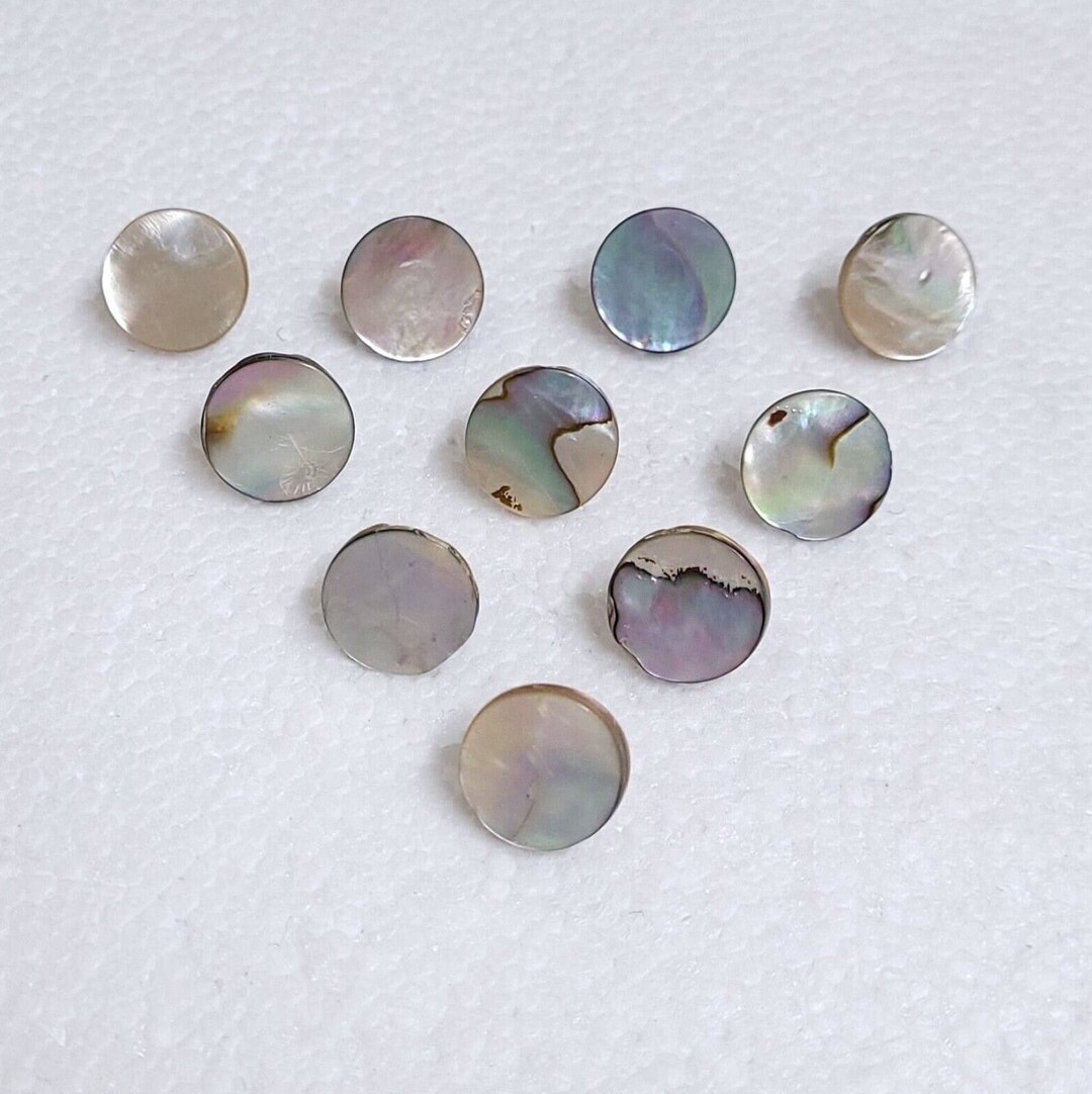 10 Sea Gem Buttons 11mm or 13mm Metal Shank Natural Iridescent Pearl ...