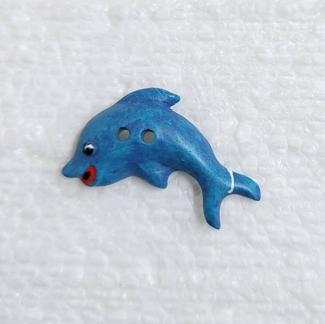 Blue Dolphin Button 22mm 2 Hole | Cute Whale Novelty Dolphin Shaped ...