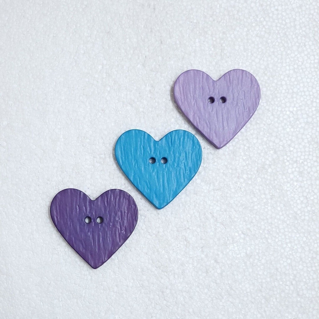 JHB Heart Shape Button 42mm 2 Hole Lavender Turquoise or Purple Novelty ...