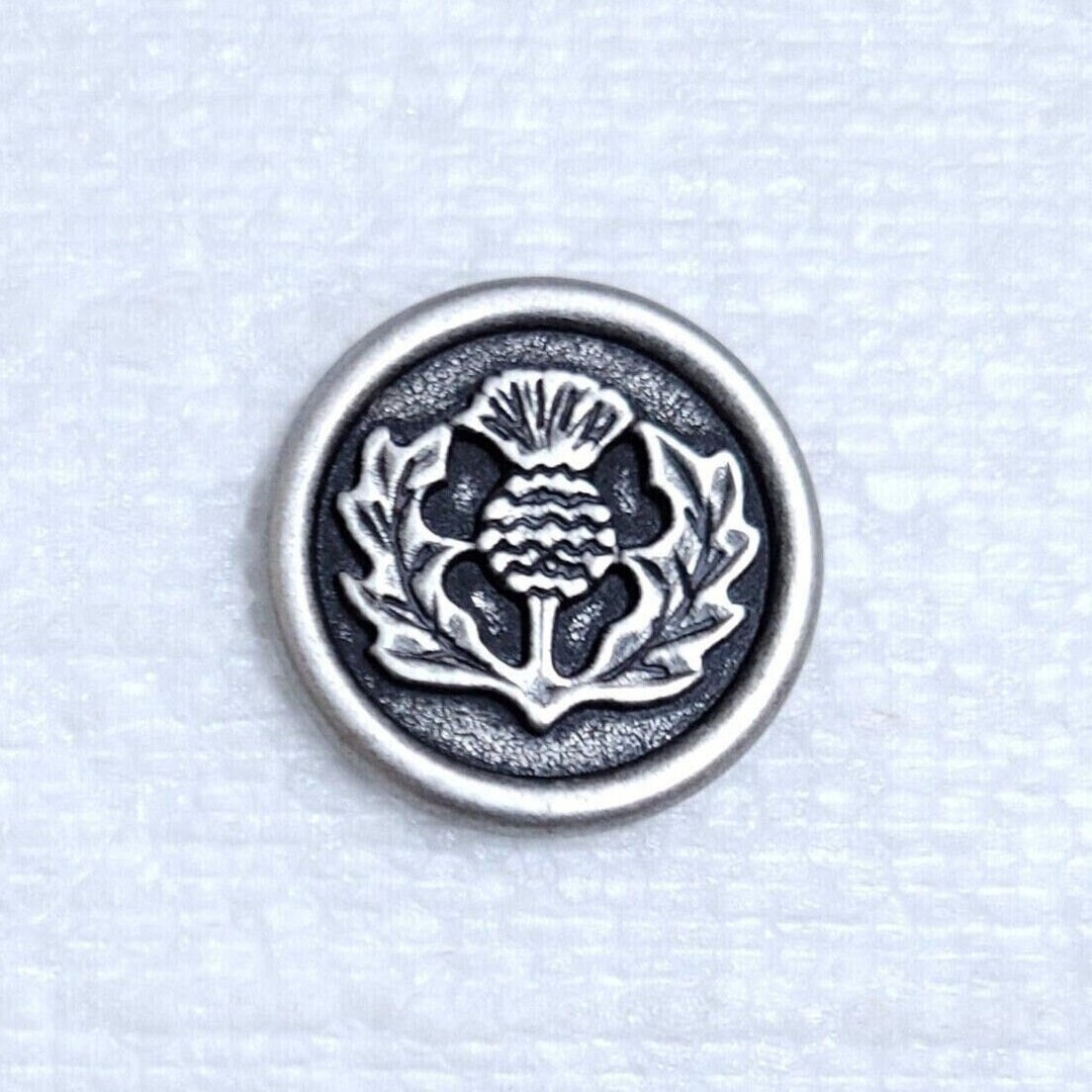JHB Scottish Thistle Buttons 23mm X 2 Metal Shank Old Silver National ...