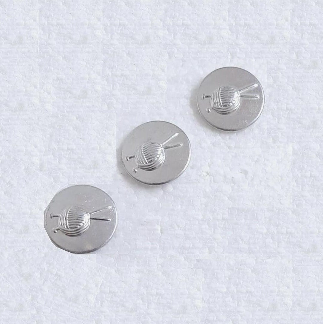 AWS Knitting Buttons 19mm X 3 Metal Shank 3D Ball of Wool Yarn ...
