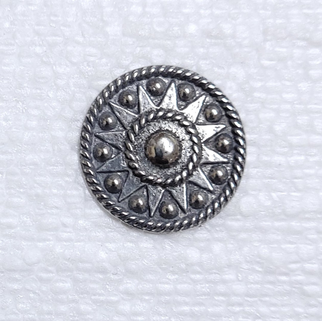 Norwegian Sunburst Pewter Button 20mm Metal Shank Tinn-per Scandinavian ...