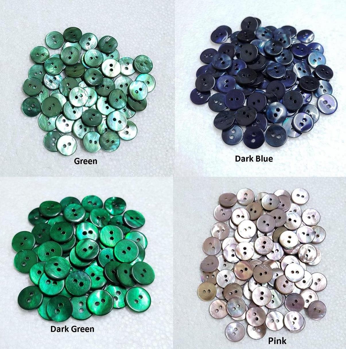 6 Dyed Sea Shell Buttons 11mm 2 Hole Black Red Blue Green - Etsy UK