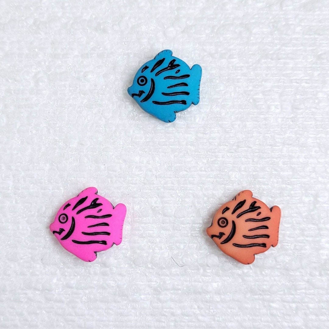 JHB Tropical Fish Buttons 14mm Plastic Shank Neon Blue Orange Fuchsia ...