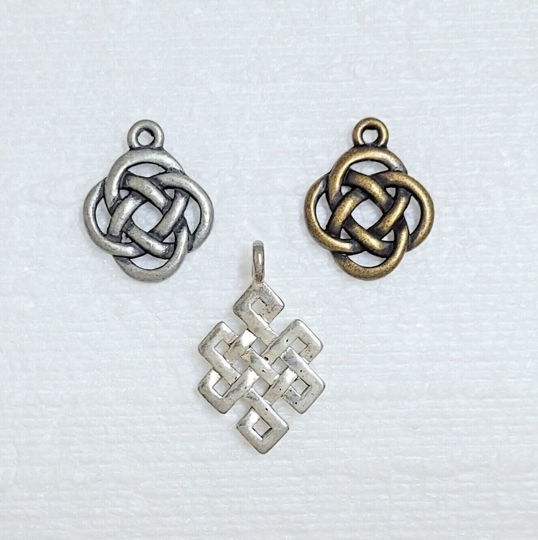 JHB Celtic Knot Charm Rose Metal Weaver Pewter Old Gold or Silver ...