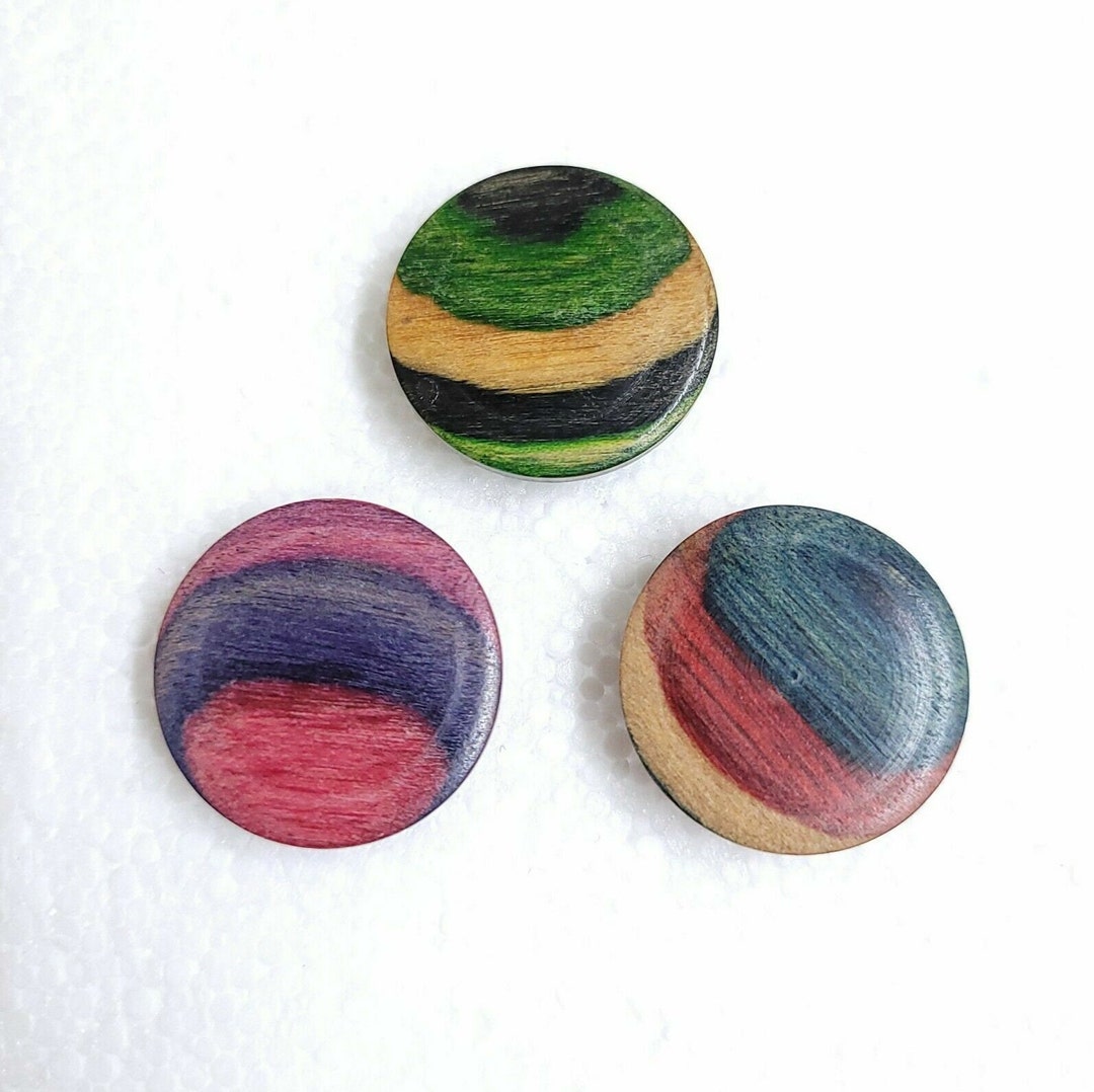 Colourful Wooden Button 20mm 21mm 25mm Self Shank Quirky Striped Groovy ...