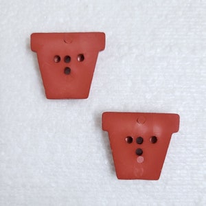 2 Terracotta Flower Pot Buttons 25mm 2 Hole Novelty Clay Shaped Planter ...