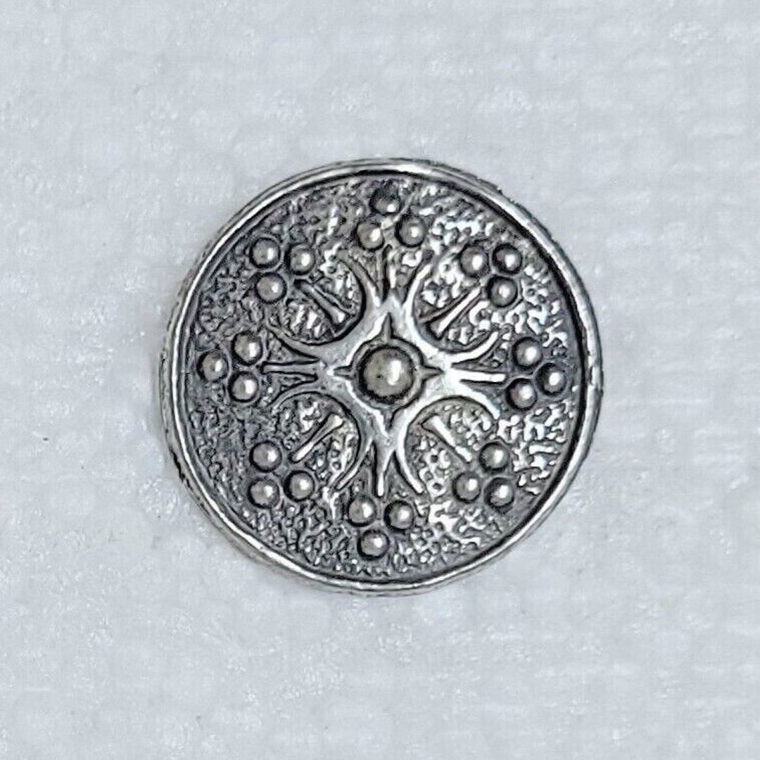 Norwegian Pewter Button 17mm Metal Shank Shield Art Motif Medieval ...