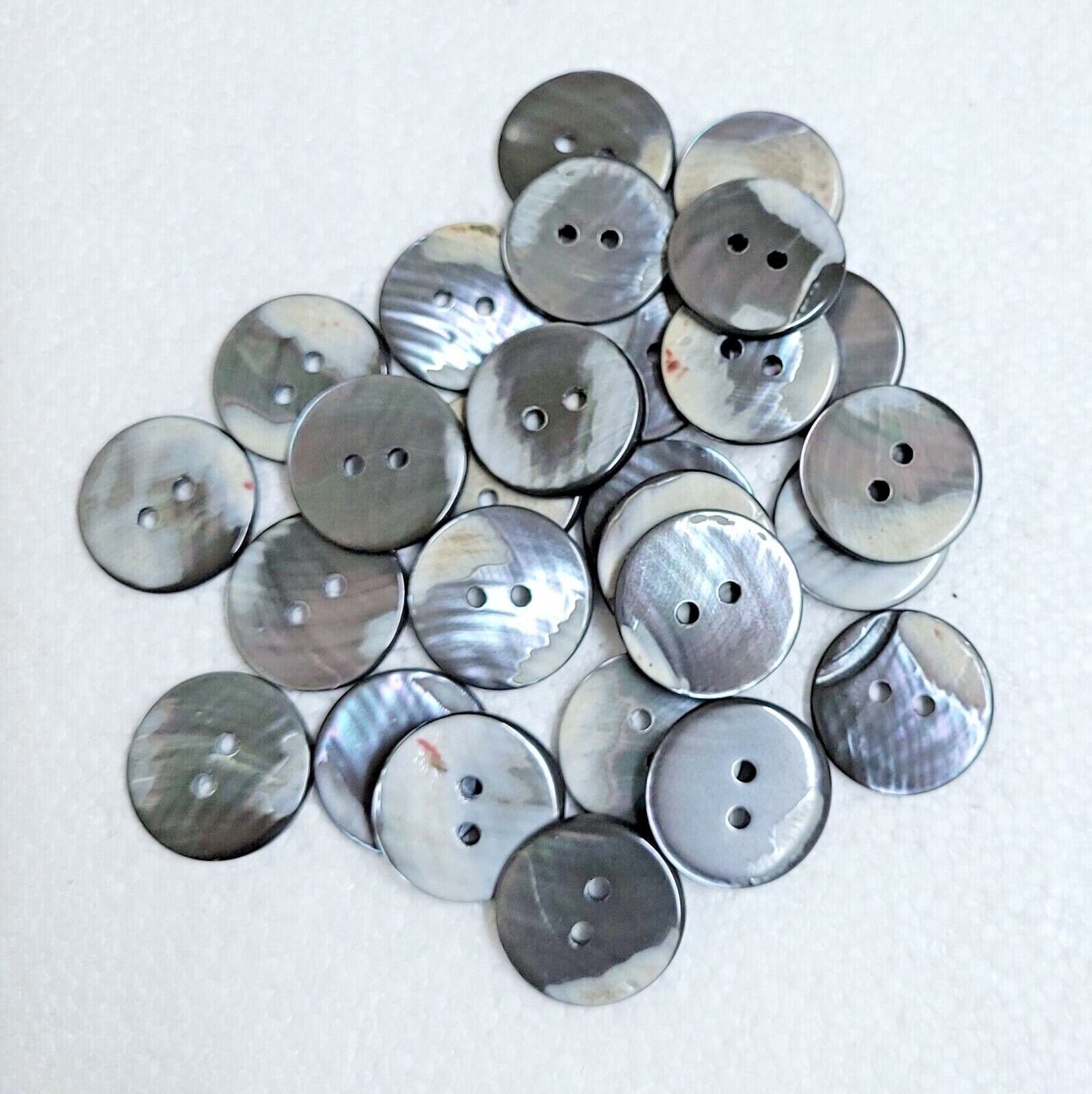 Dark Grey Shell Buttons 9mm 11mm 15mm 20mm Round 2 Hole Iridescent ...