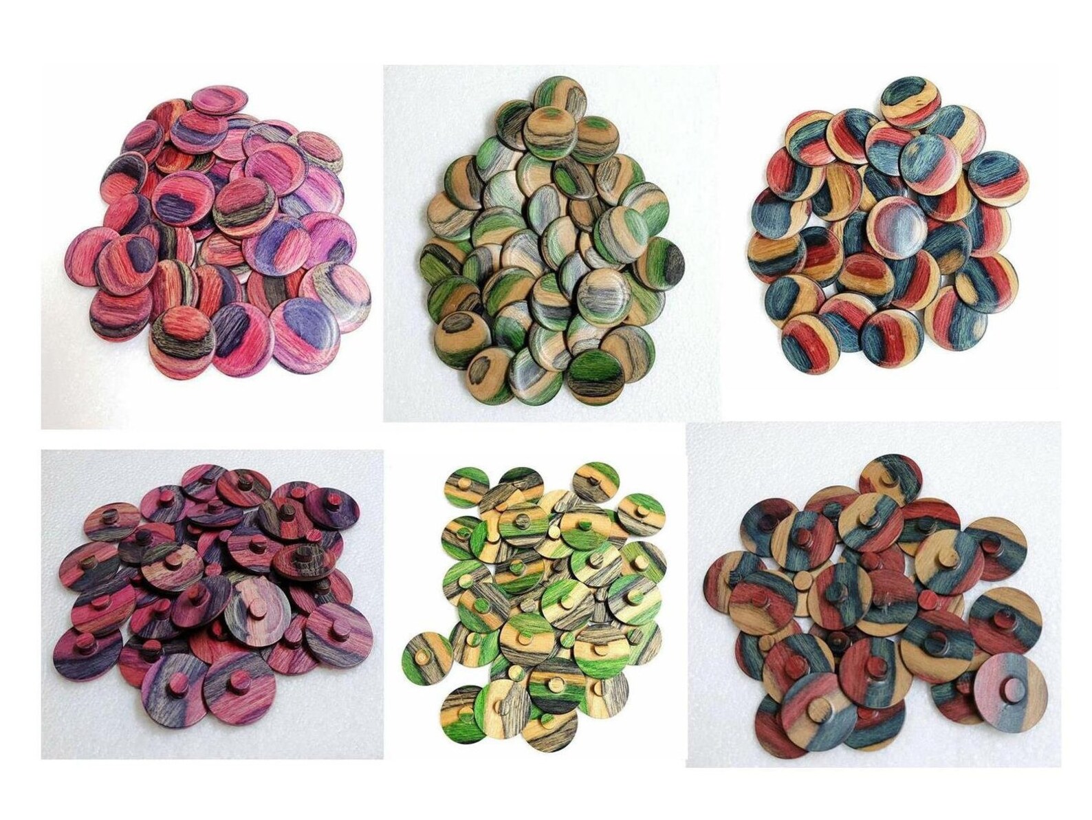 Colourful Wooden Button 20mm 21mm 25mm Self Shank Quirky Striped Groovy ...