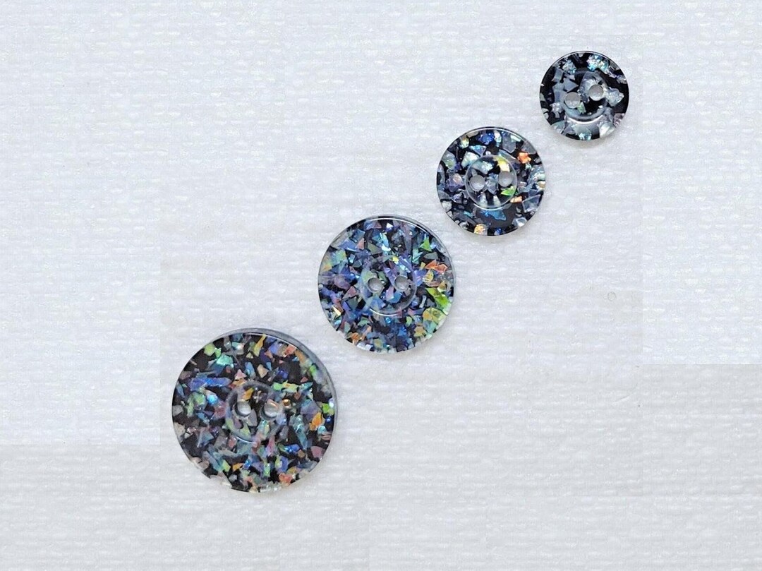 Black Glitter Buttons 2 Hole 12mm 15mm 18mm 22mm Multi Colourful ...