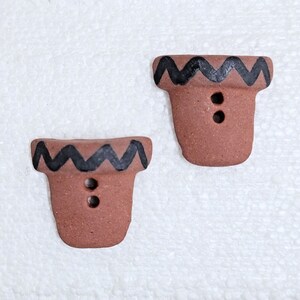 Flower Pot Button 2 Hole Novelty Terracotta Ceramic Glazed House Garden ...