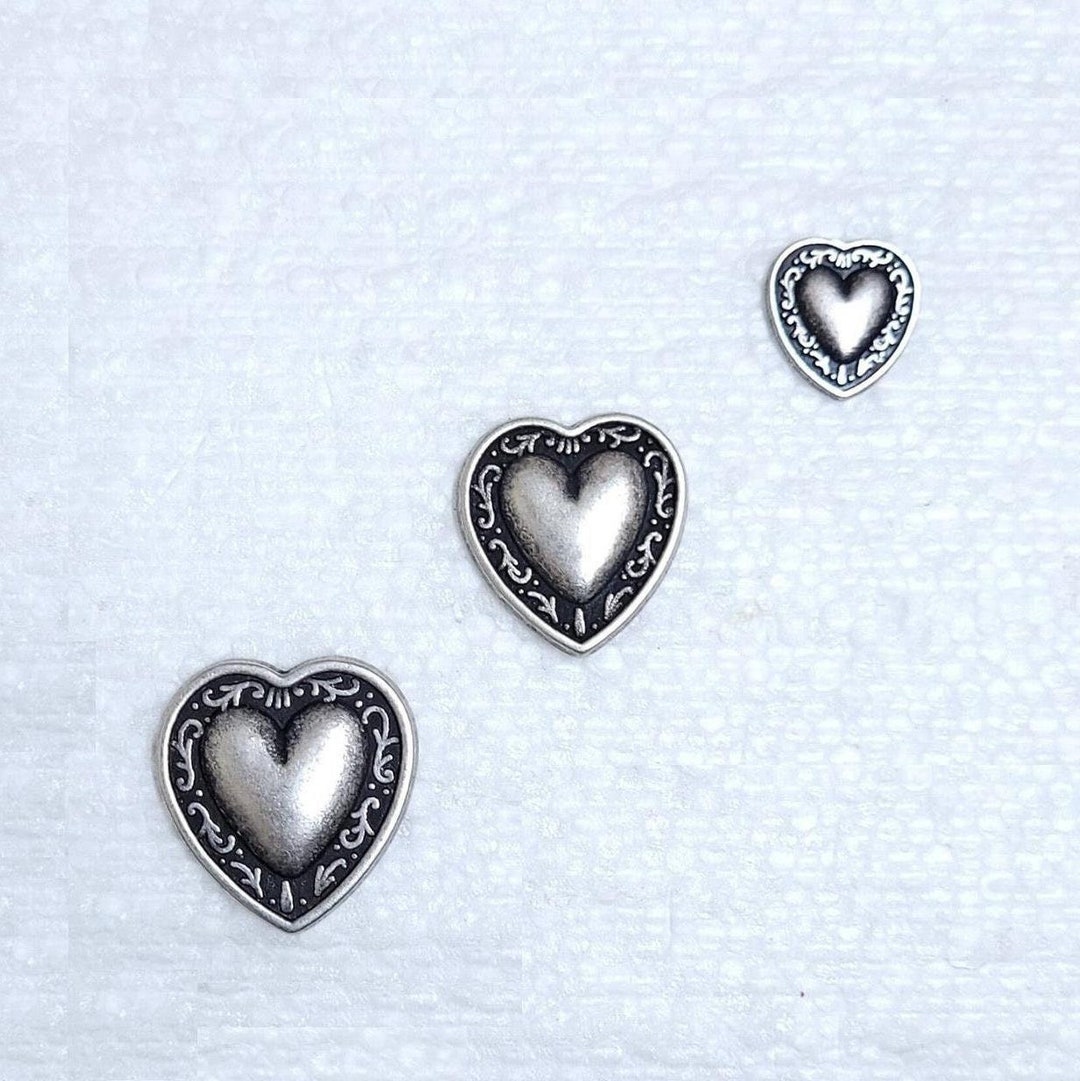 Pewter Love Heart Buttons 12mm 18mm 20mm Metal Shank JHB International ...