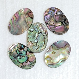 Oval Abalone Shell Buttons 30mm Metal Shank Iridescent Colours Sewing ...