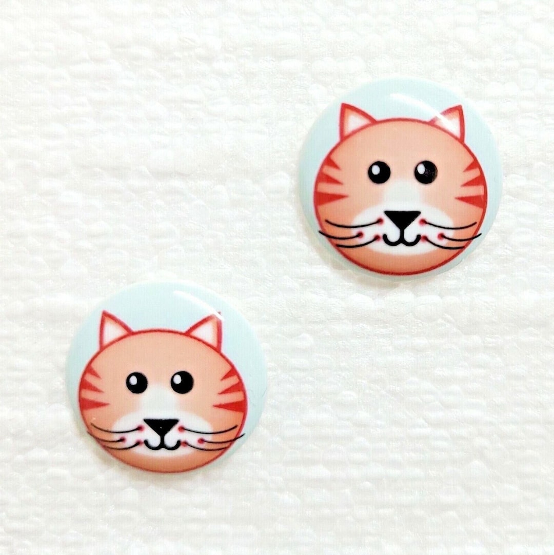 JHB Orange Cat Face Buttons 18mm Shank Tabby Kitten Ginger Moggy Sewing ...