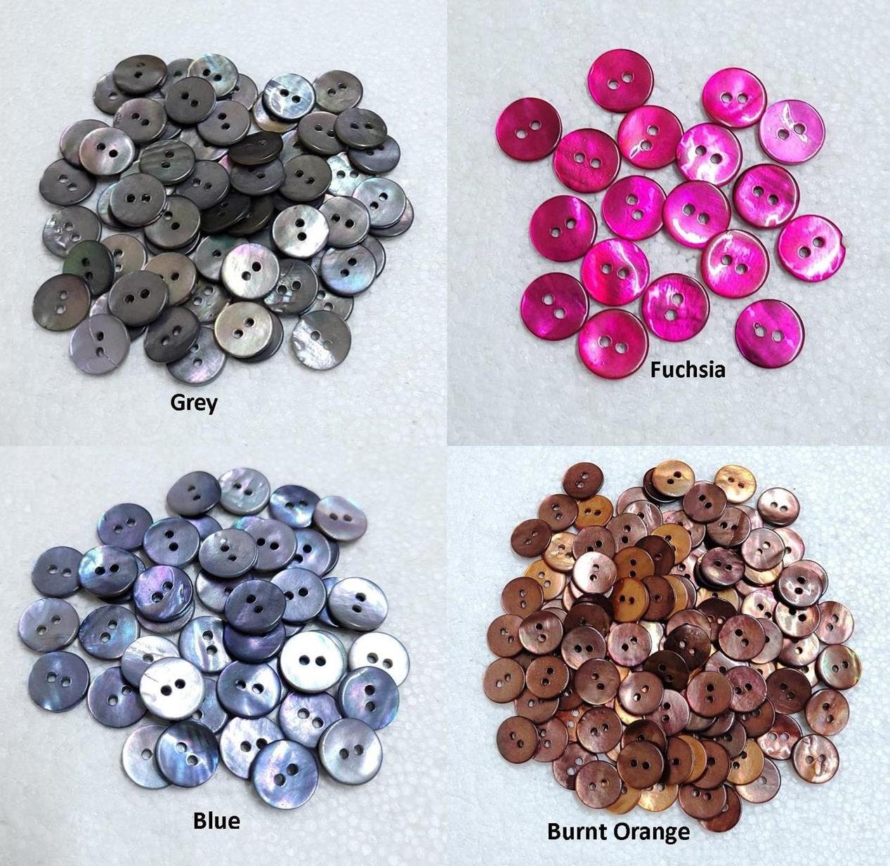 6 Dyed Sea Shell Buttons 11mm 2 Hole Black Red Blue Green - Etsy UK