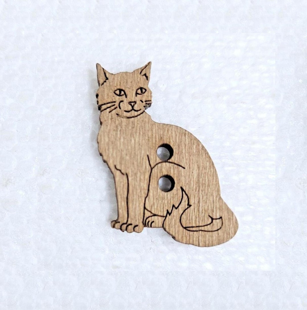 JHB Wooden Cat Button 30mm Novelty 2 Hole JHB International Mr Whiskers ...