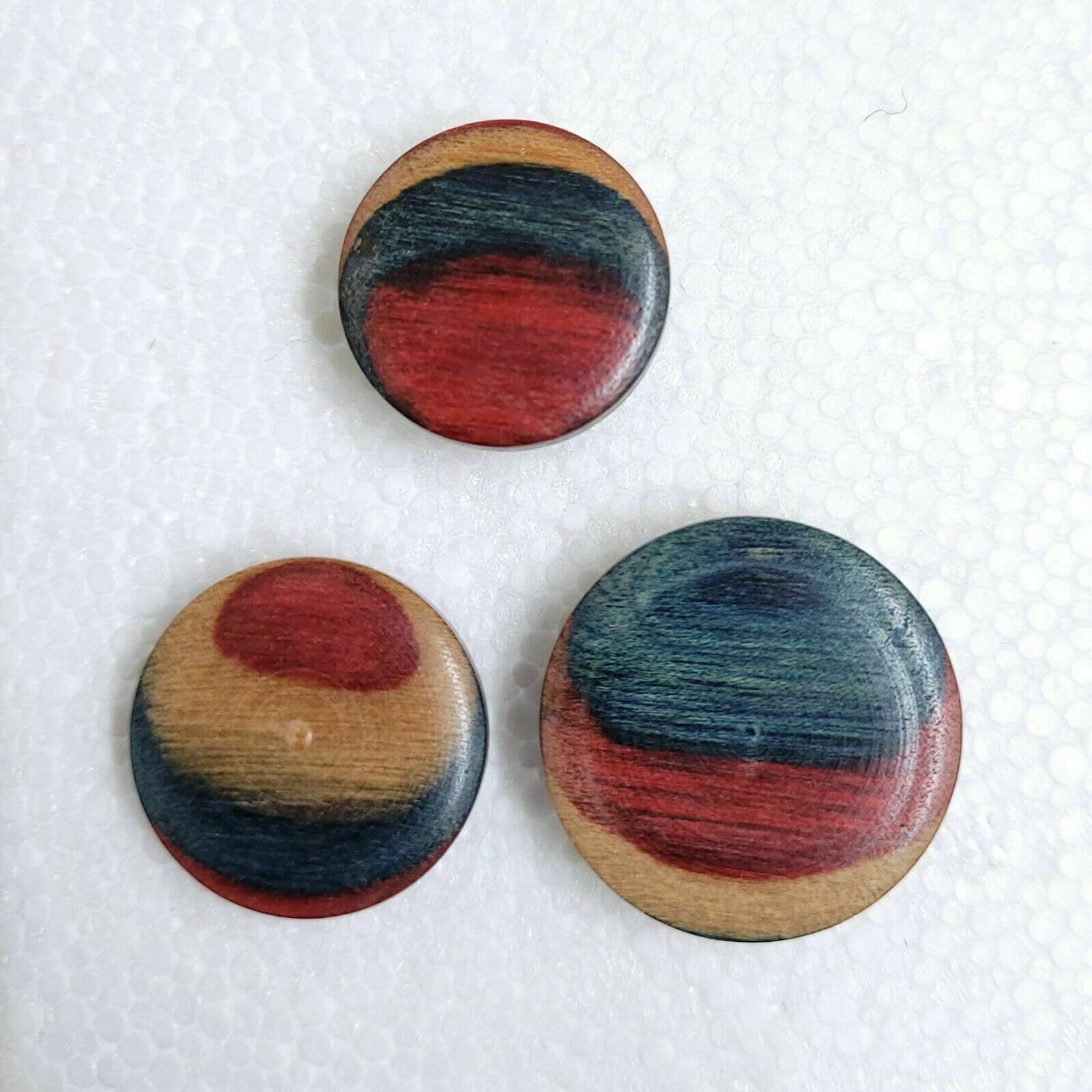 Colourful Wooden Button 20mm 21mm 25mm Self Shank Quirky Striped Groovy ...