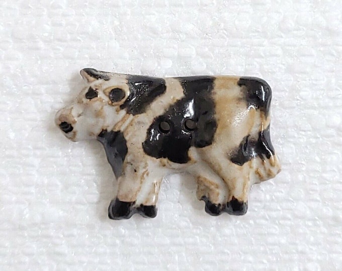 JHB Ceramic Dairy Cow Button 32mm 2 Hole Novelty Holstein Black White ...