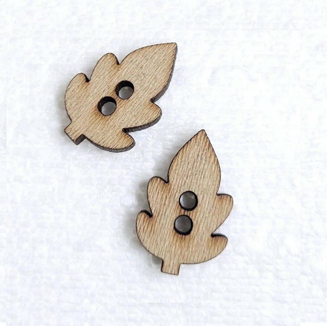 JHB Oak Leaf Buttons 25mm Novelty 2 Hole Natural Wood 1" Golden Oak ...