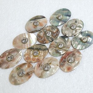 Oval Abalone Shell Buttons 30mm Metal Shank Iridescent Colours Sewing ...