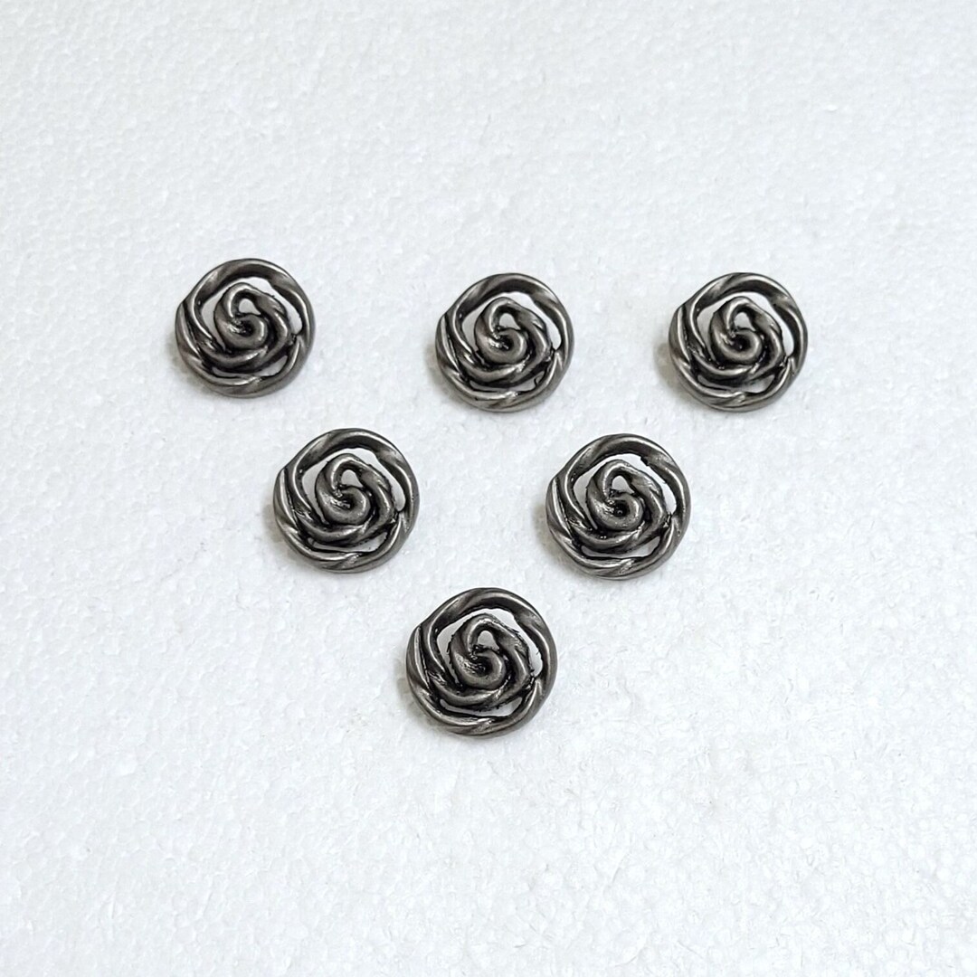 Rose Twisted Wire Buttons 18mm Shank Pewter Grey Metallic Effect Swirl ...