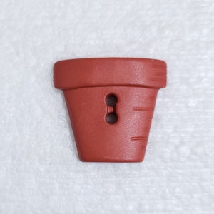 2 Terracotta Flower Pot Buttons 25mm 2 Hole Novelty Clay Shaped Planter ...