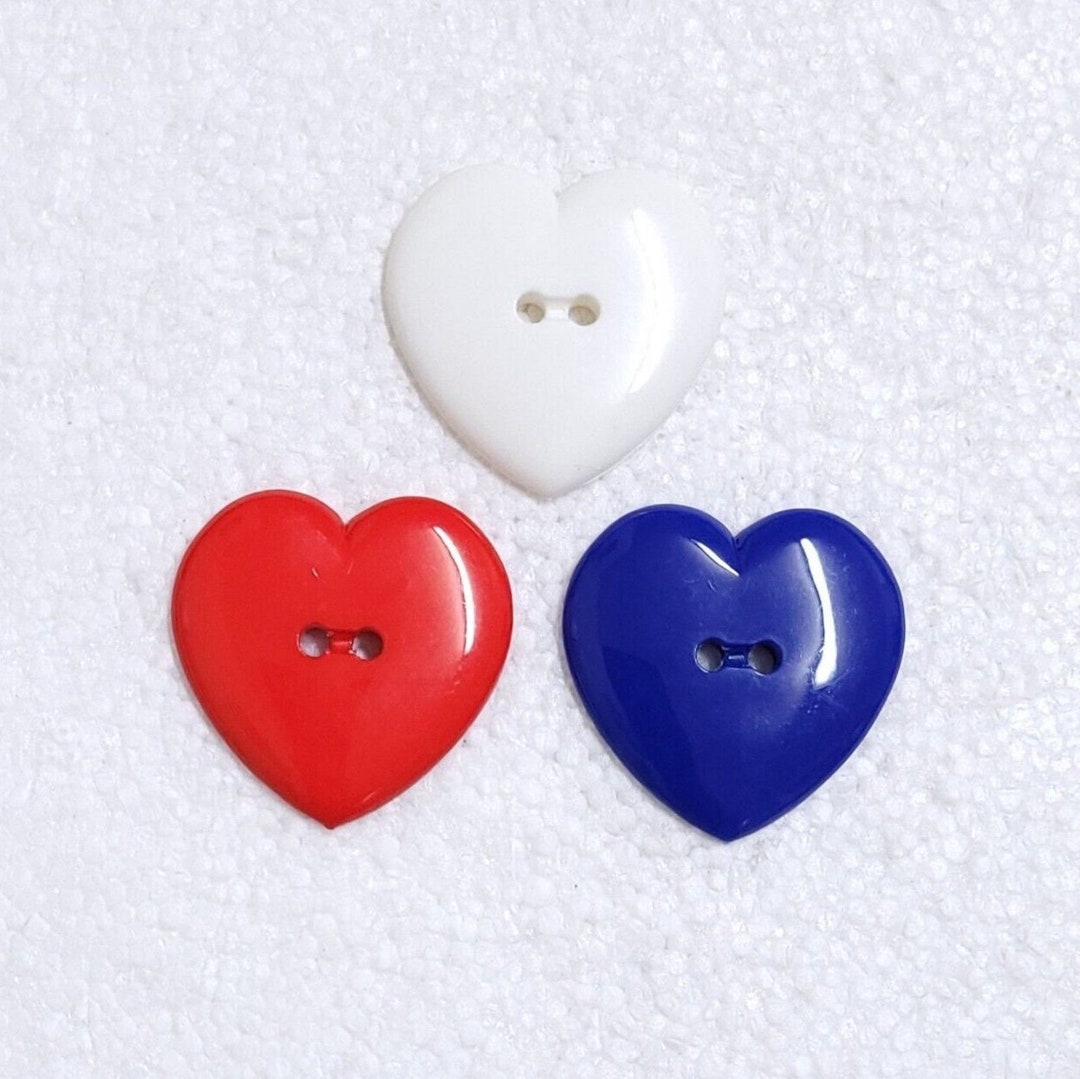 2 Big Heart Shaped Buttons 30mm 2 Hole JHB International Novelty ...