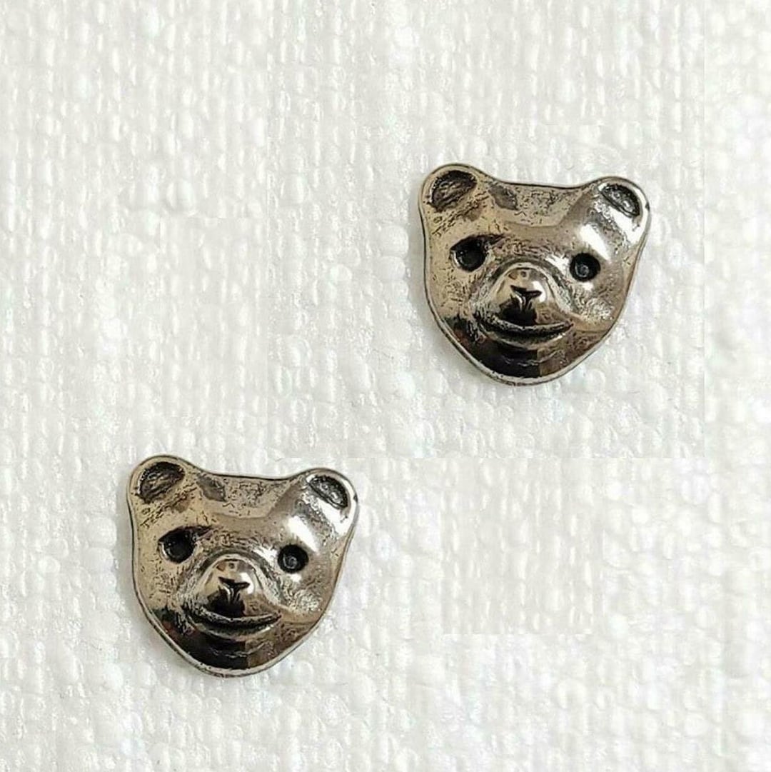 2 Pewter Teddy Bear Buttons 17mm Metal Shank JHB International Novelty ...