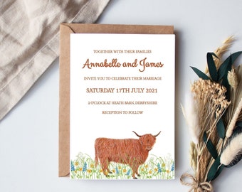 Highland Cow Wedding Invitation - Etsy UK