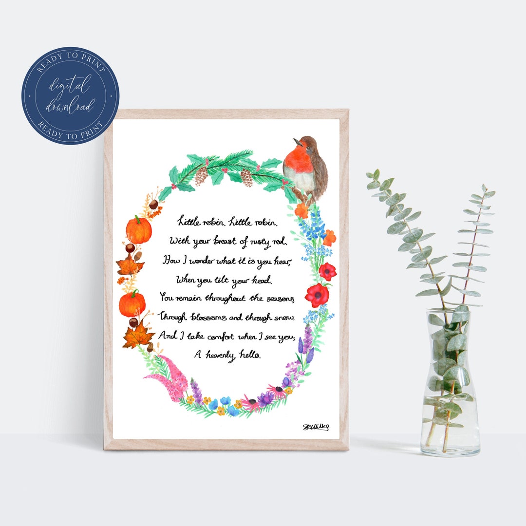 Little Robin Watercolor Print Memorial Poem Seasons Wall - Etsy
