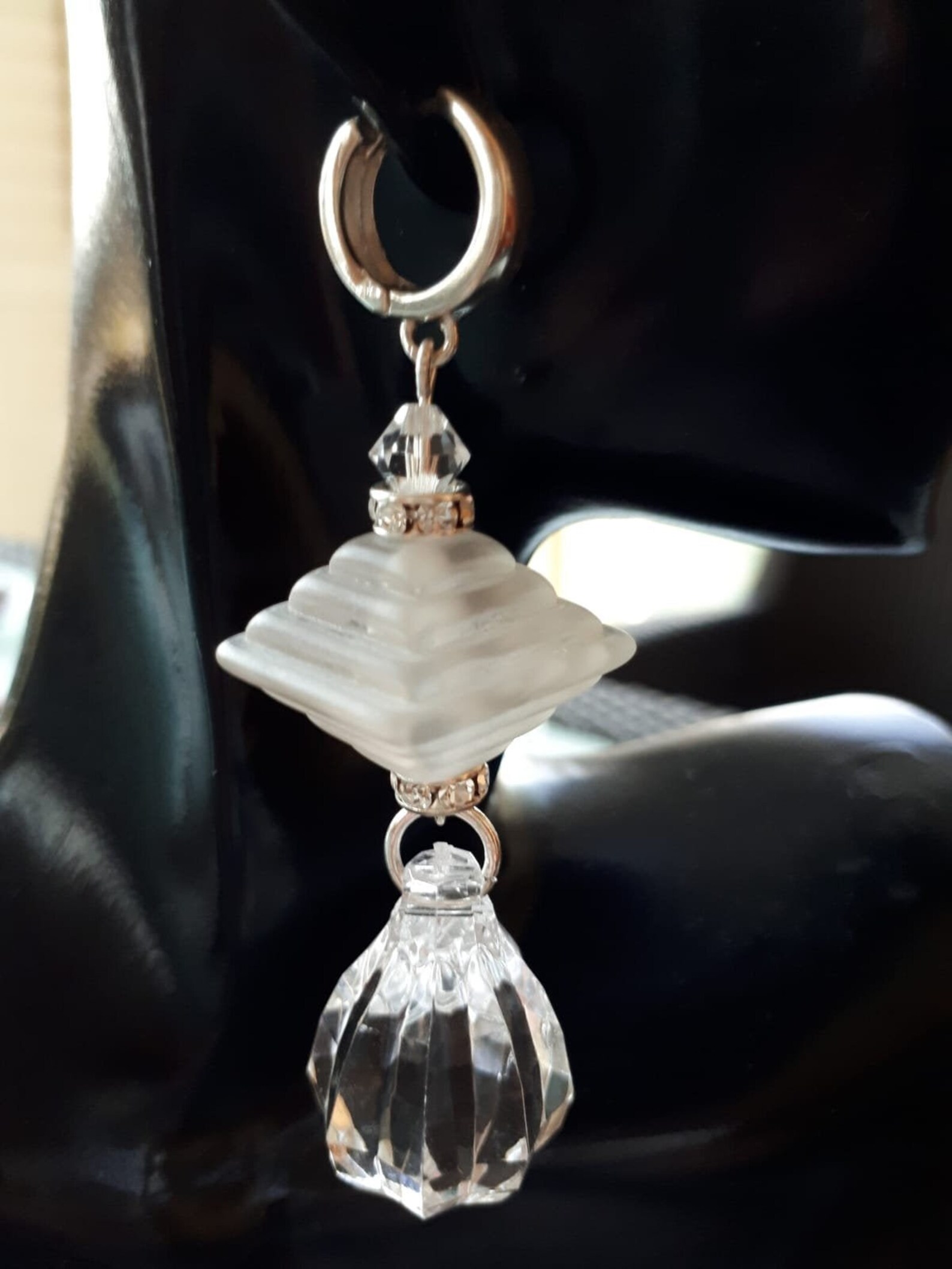 Vintage Italian Lucite Crystal Clear and Matte Square Beads, Czech ...