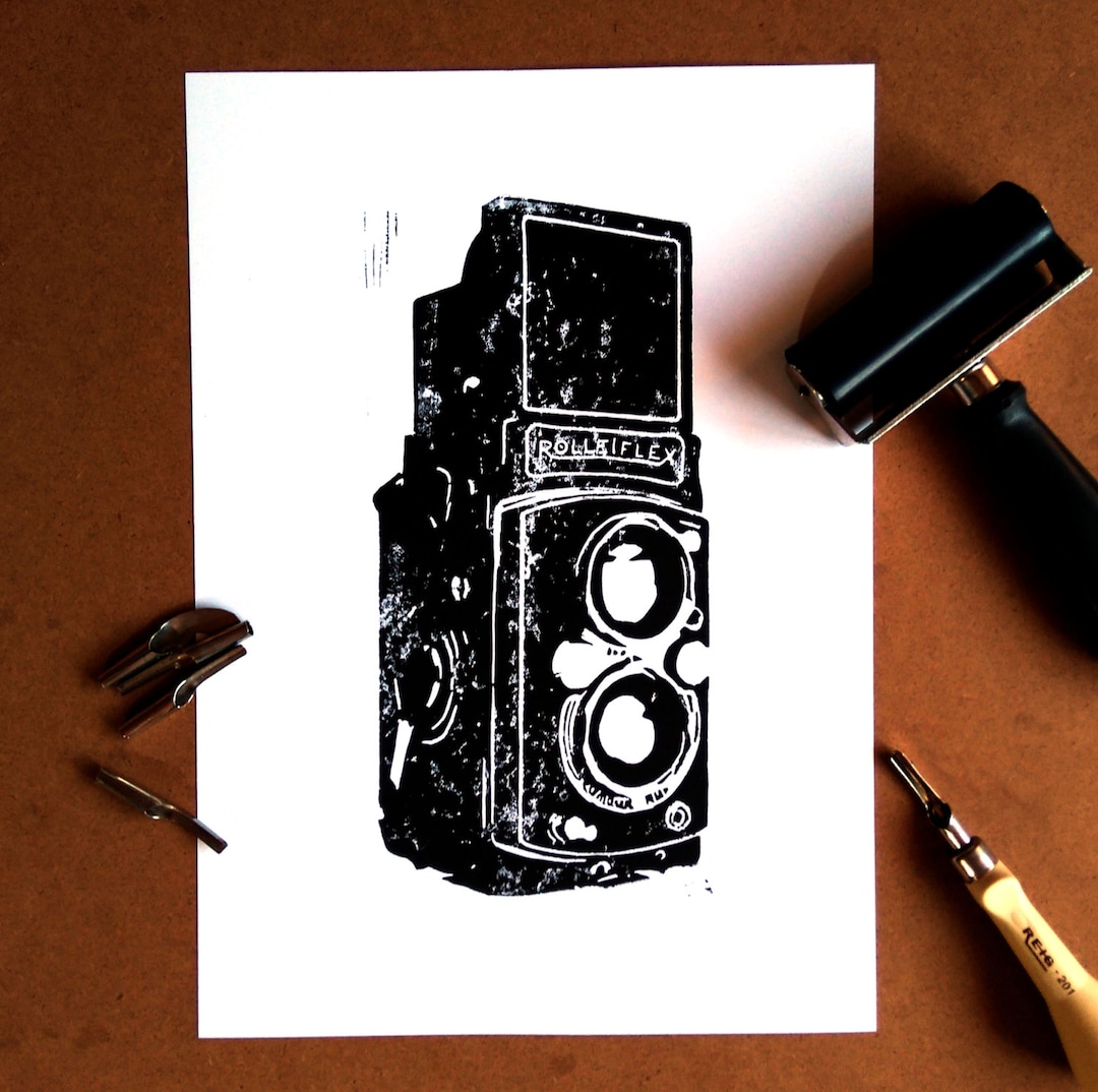 Linocprint, Rolleiflex, Linocut, Handmade, Limited Edition, Camera ...