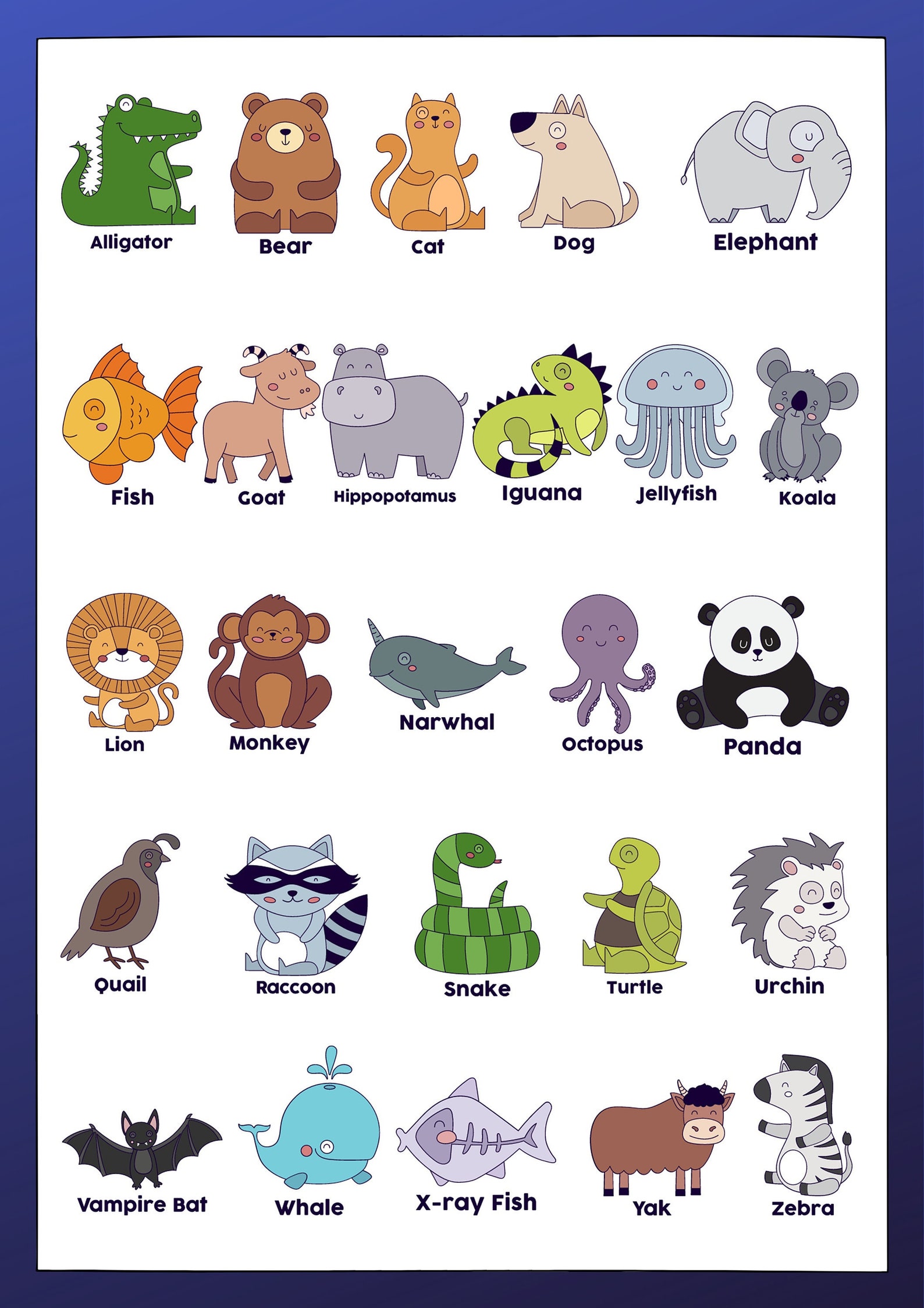 Animals Alphabet, A3, Printable Poster, Downloadable, Pdf, Educational ...