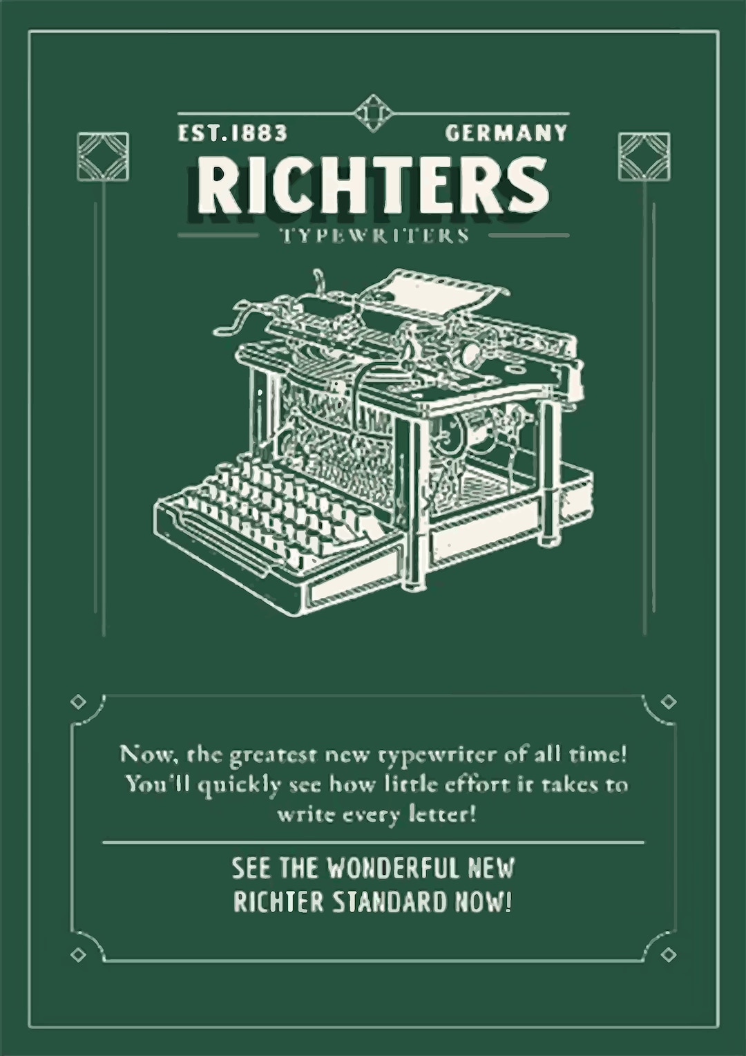 Typewriter, Poster, Old, Illustration, Pdf, PRINTABLE, DOWNLOAD, A3, A4 ...