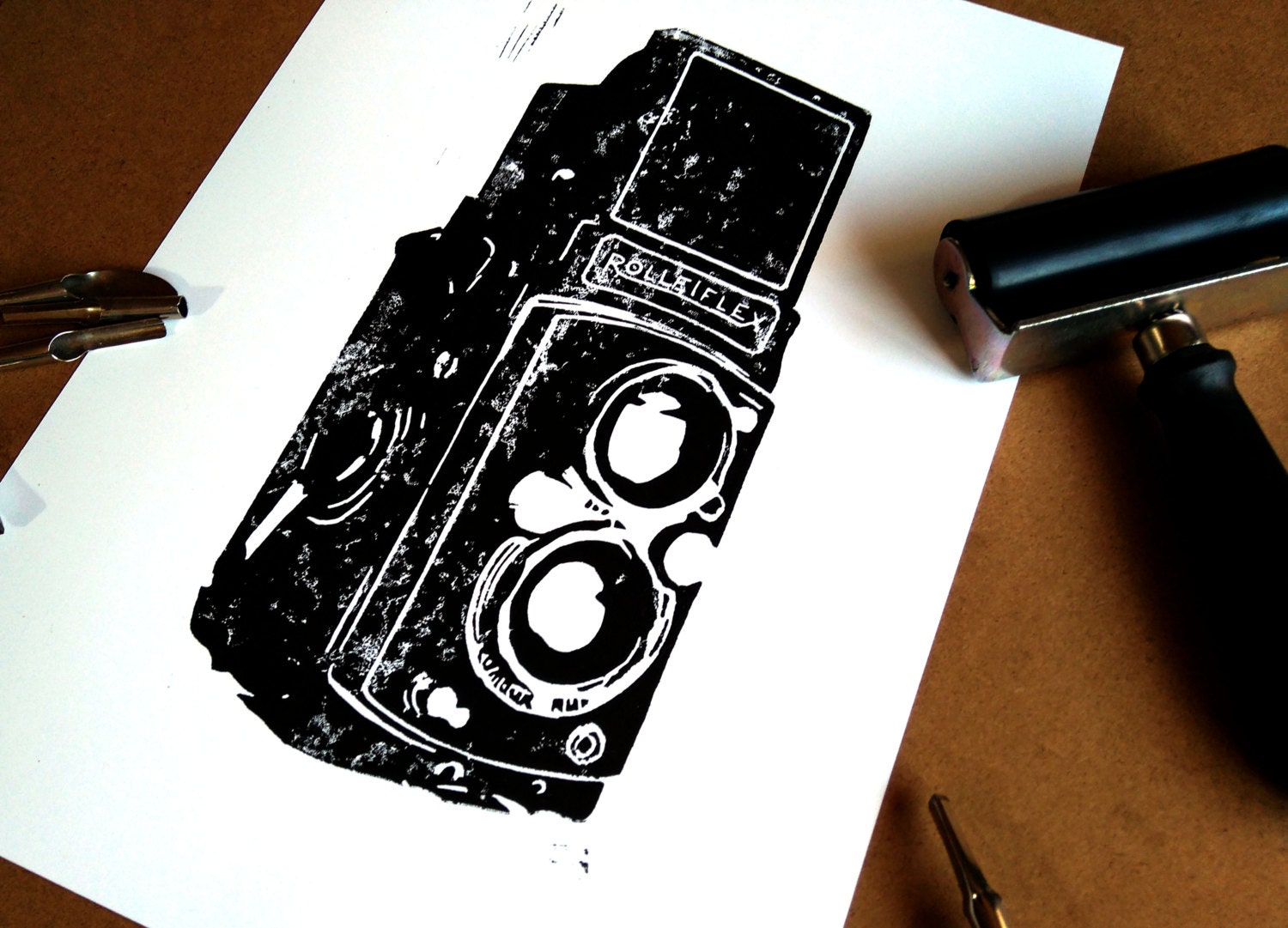 Linocprint, Rolleiflex, Linocut, Handmade, Limited Edition, Camera ...