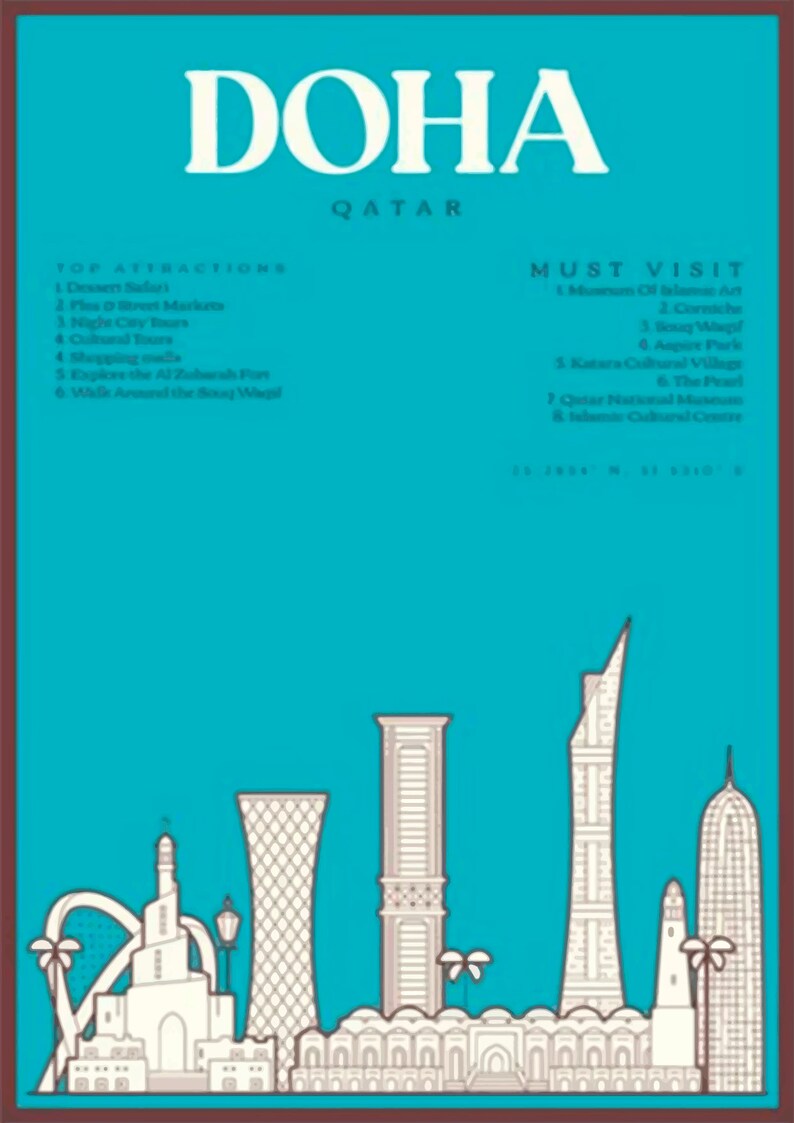 Doha, Qatar, City Poster, Old, Illustration, Pdf, PRINTABLE, DOWNLOAD ...