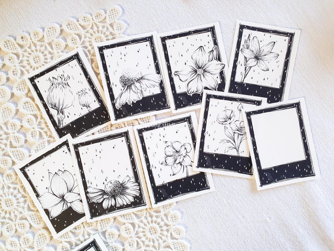 Flowers Vintage Photo Frame Label Set / Flower Label Set / Line Frame ...