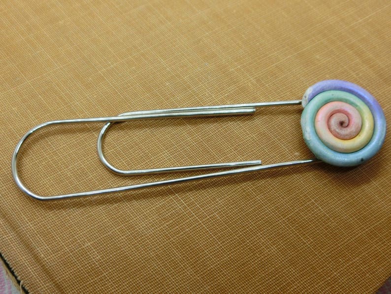 Pastel Rainbow Polymer Clay Bookmark / Extra Large Paperclip - Etsy