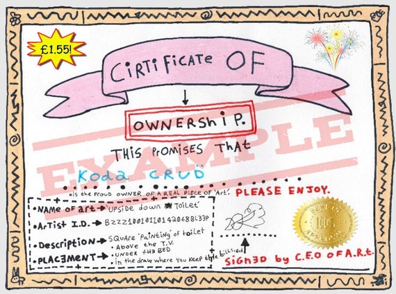 Certificate of Ownership of Art Work - Etsy
