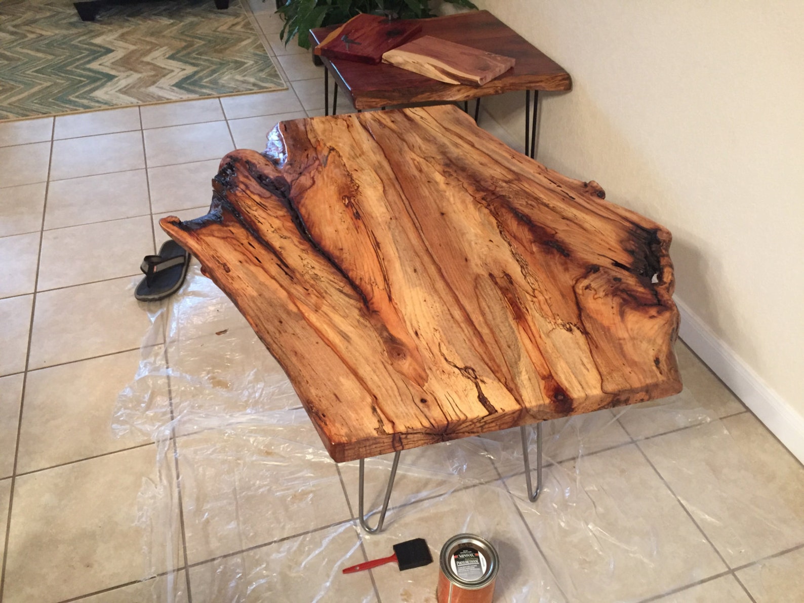 Spalted Pecan Coffee Table W/ Steel Hairpin Legs - Etsy