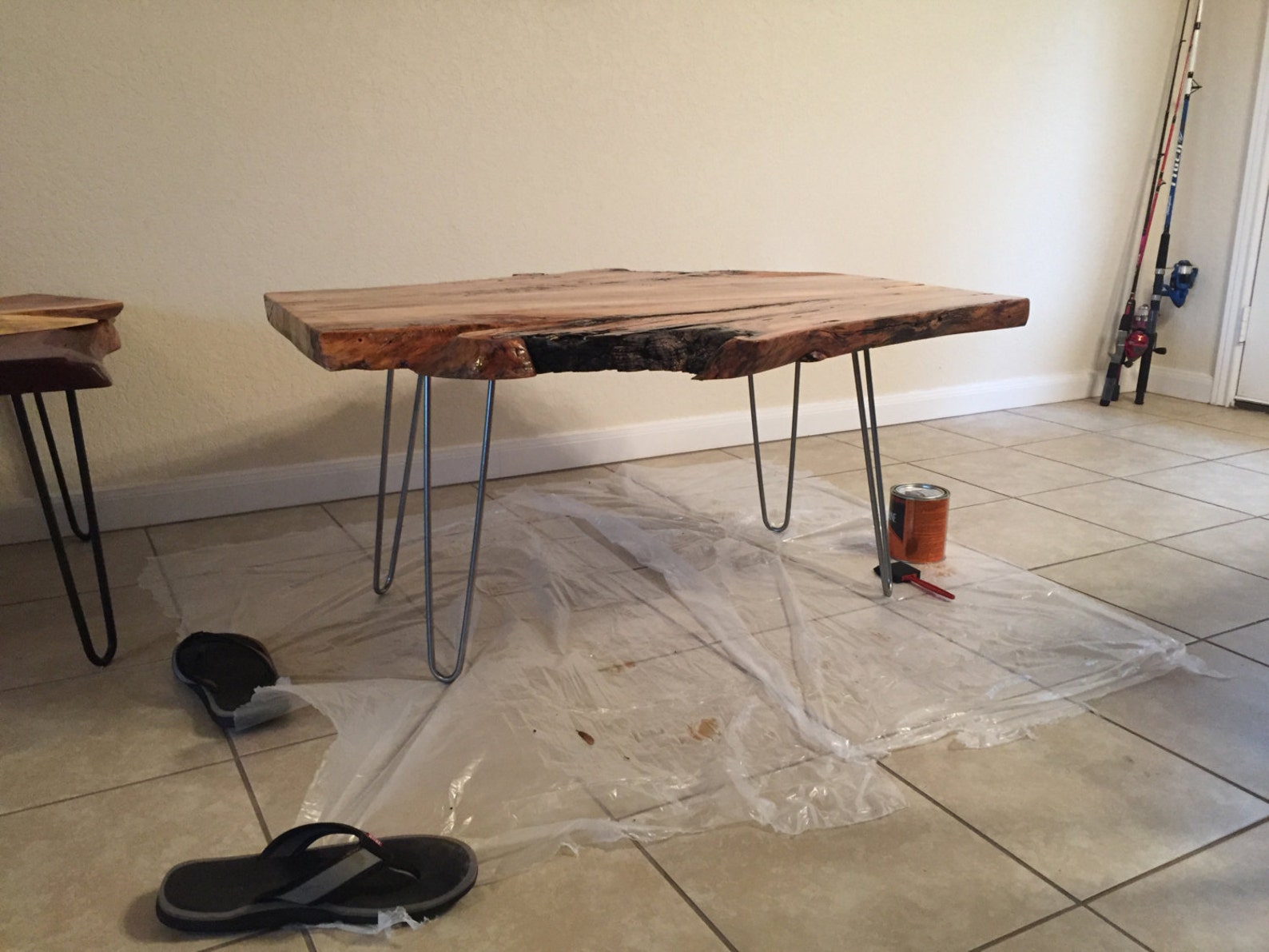 Spalted Pecan Coffee Table W/ Steel Hairpin Legs - Etsy