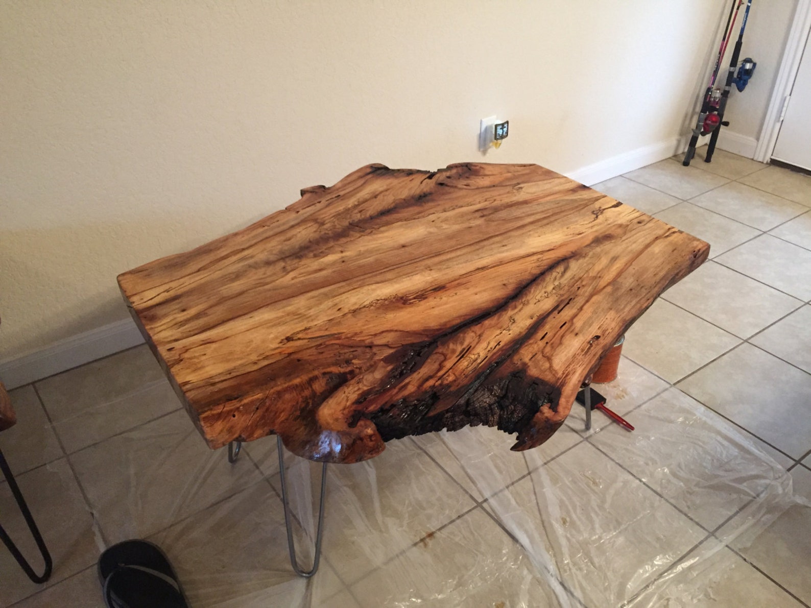 Spalted Pecan Coffee Table W/ Steel Hairpin Legs - Etsy