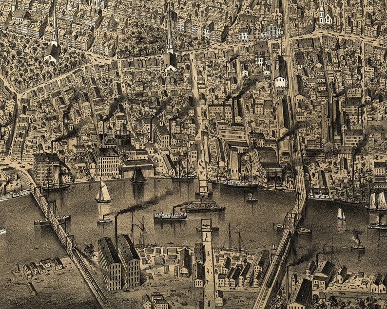 Victorian Era Panoramic Cityscape Bird's-eye view | Etsy