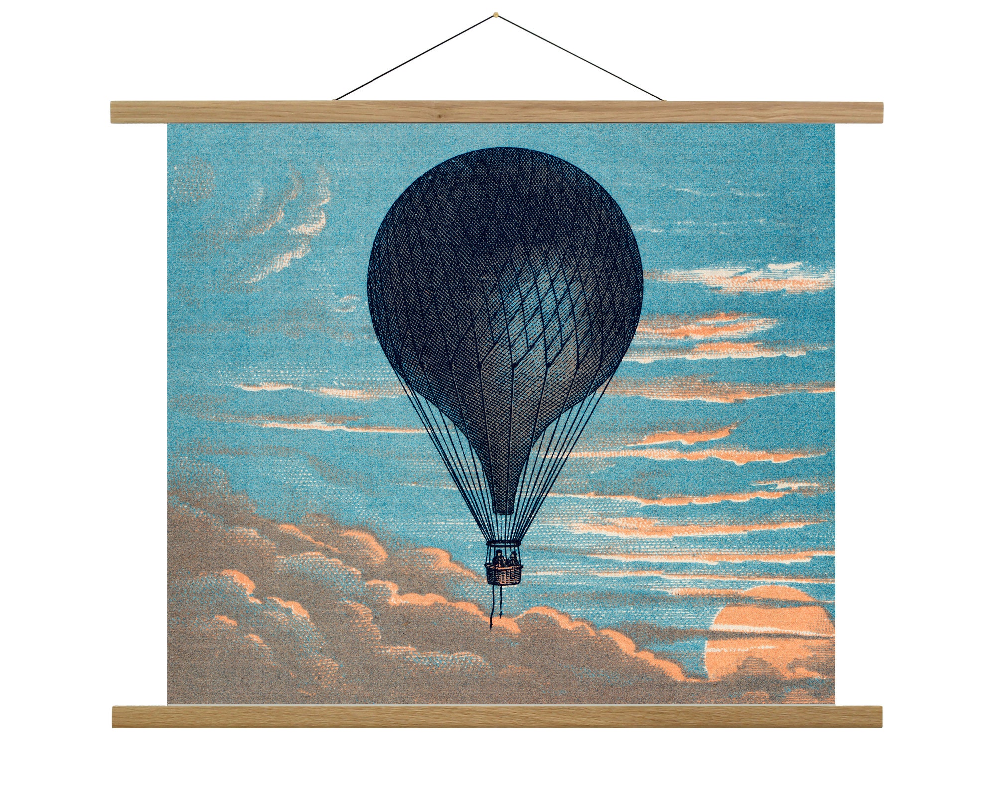 Hot Air Balloon Print Victorian Illustration Retro Vintage | Etsy