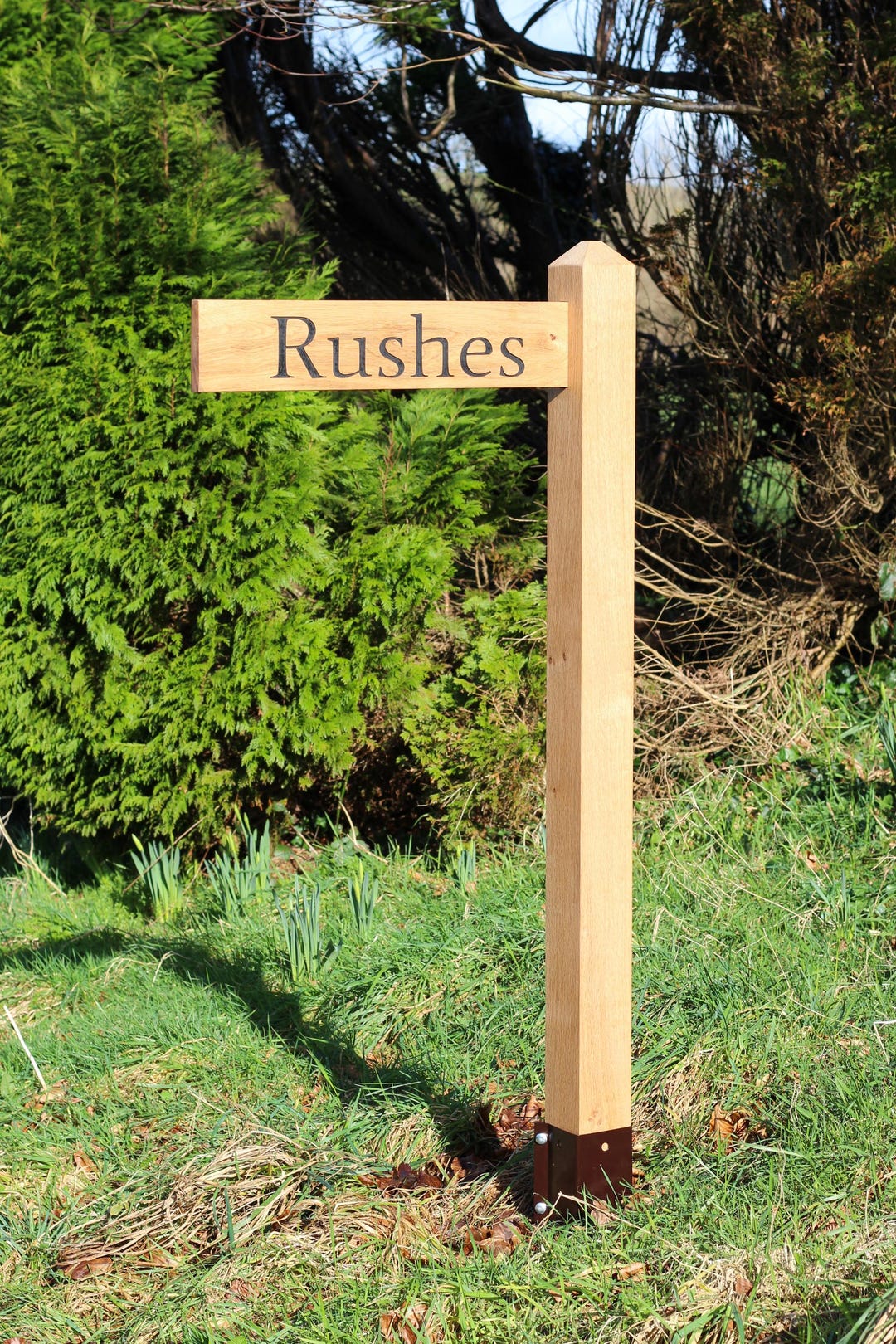 Engraved Oak House Sign Post: Personalized Waymarker, Wedding Decor ...