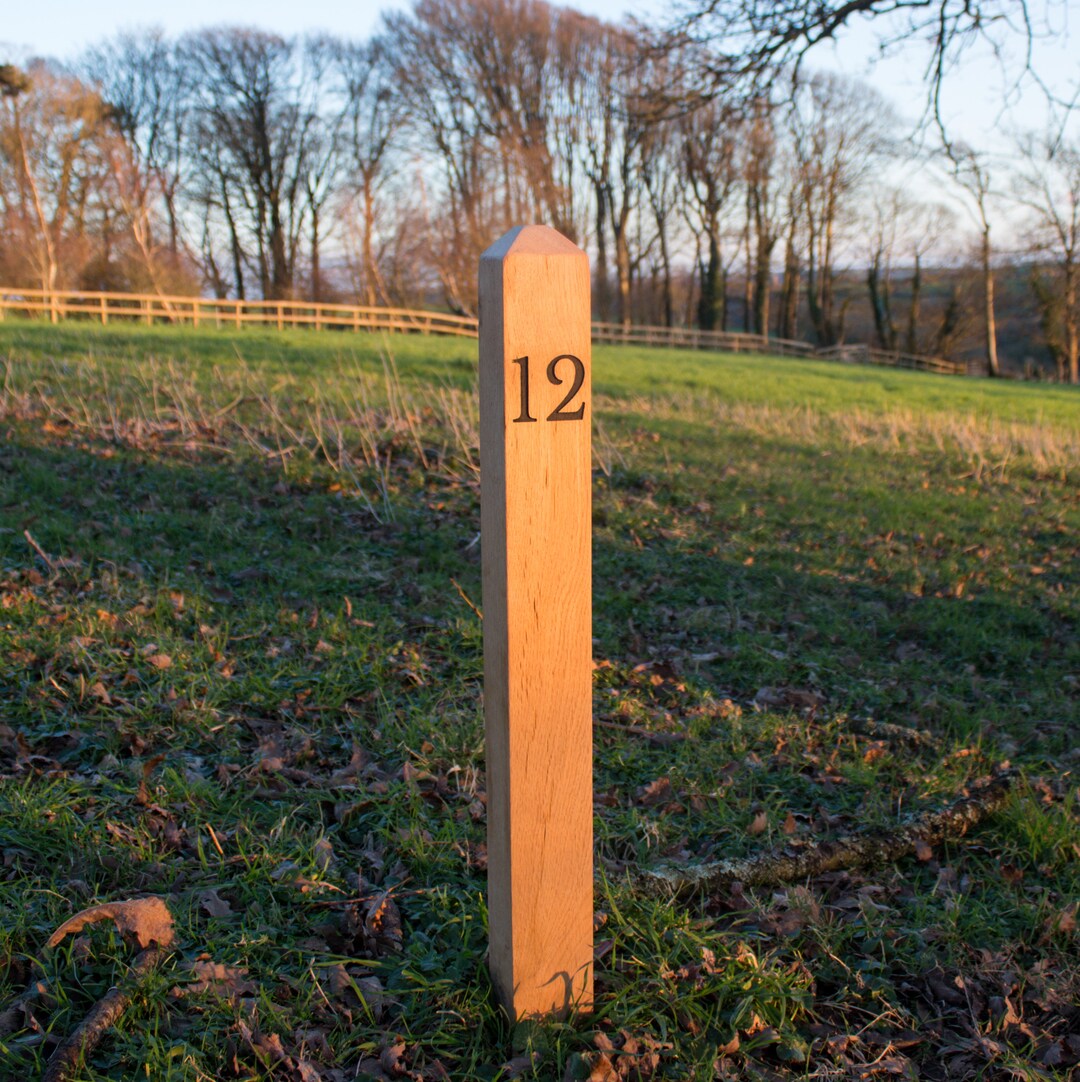 Engraved Solid Oak House Number Post: Personalised Garden Decor - Etsy UK