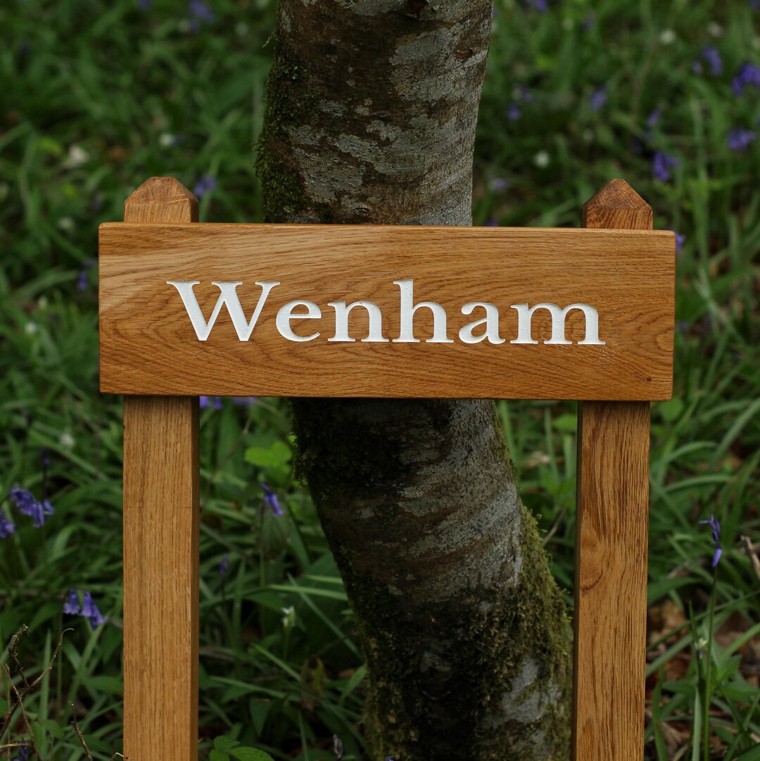 Engraved Oak Sign With Posts: Personalized Outdoor Plaque - Etsy UK